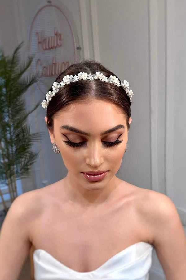 Zoey Pearl, Zircon and Crystal Stone Bridal Hair Accessory | Mediha ...